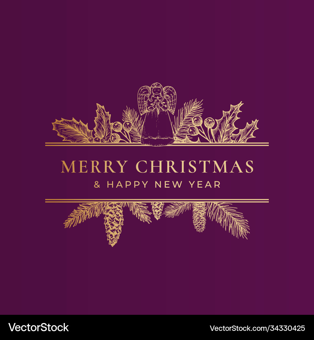 Christmas frame banner with vintage typography Vector Image
