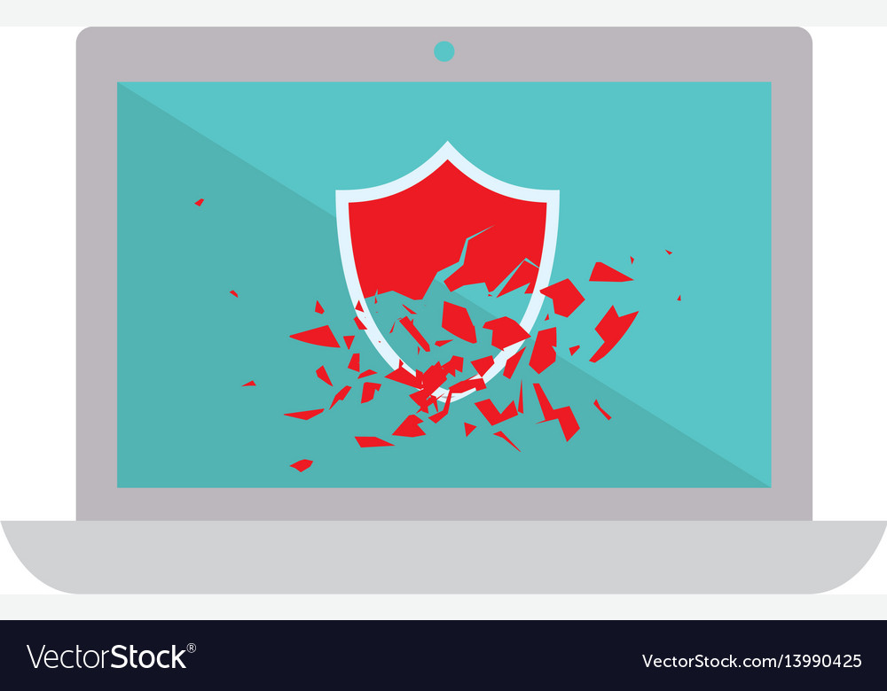 Computer broken security Royalty Free Vector Image