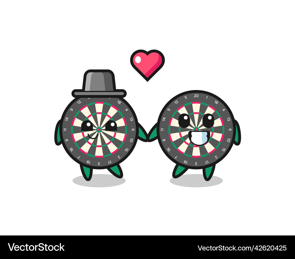 Dart board cartoon character couple with fall Vector Image