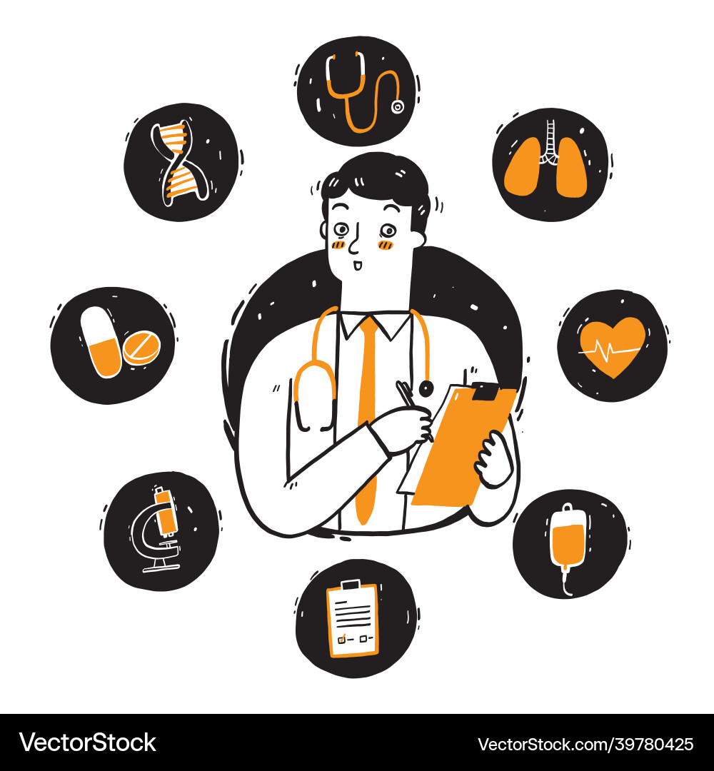 Doctor with stethoscope around his neck Royalty Free Vector