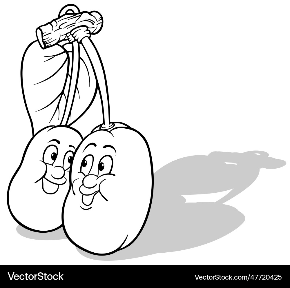 Drawing of two plums with faces Royalty Free Vector Image
