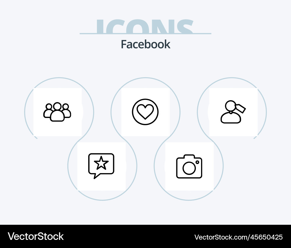 Facebook line icon pack 5 icon design favorite Vector Image