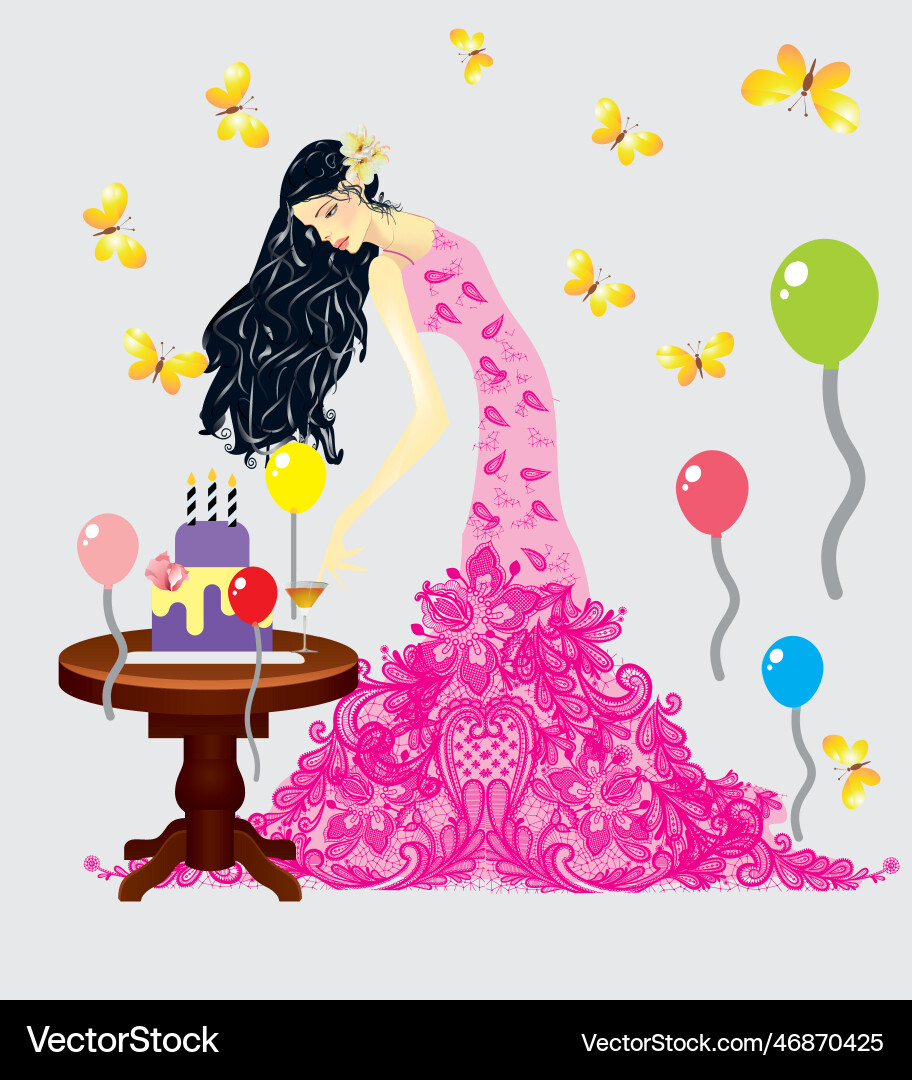 Girl and cake Royalty Free Vector Image - VectorStock