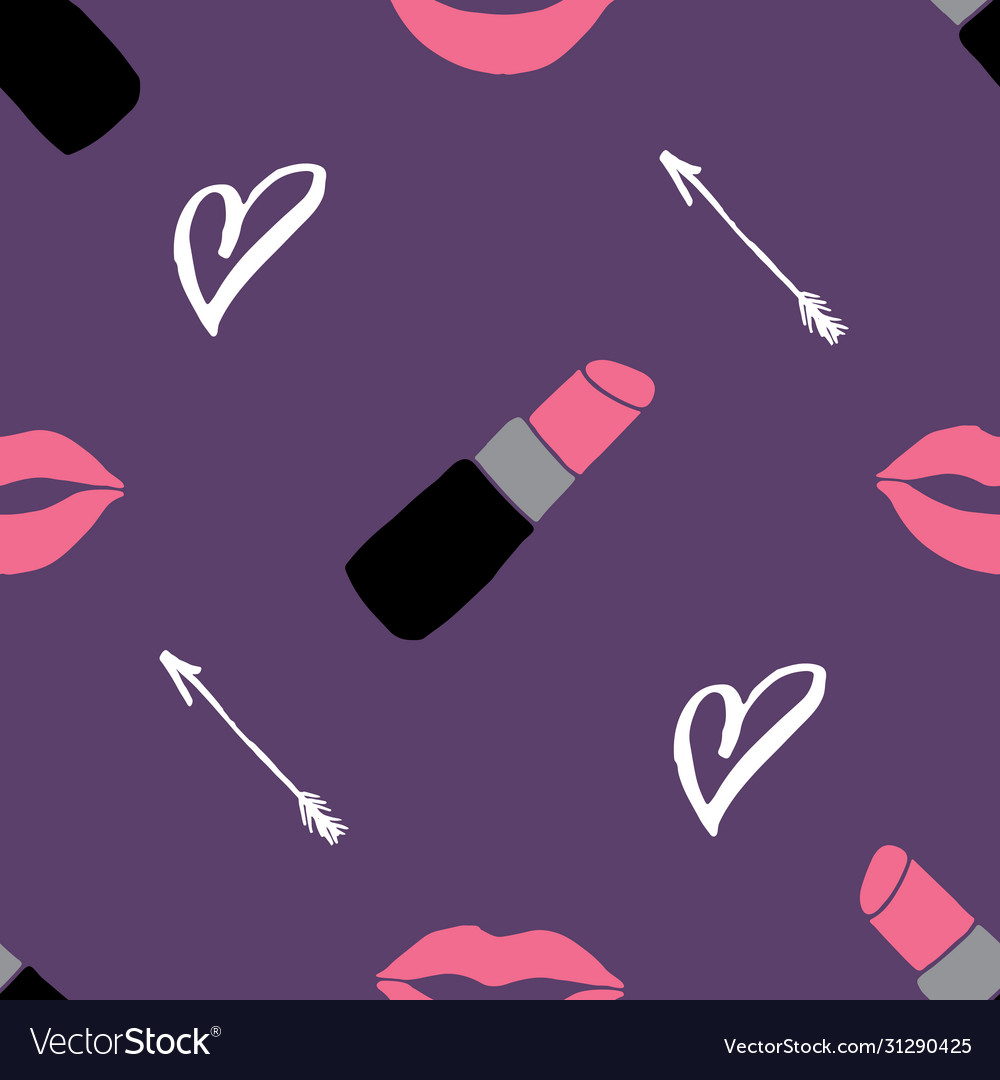 Lipstick seamless pattern hand drawn fashion Vector Image