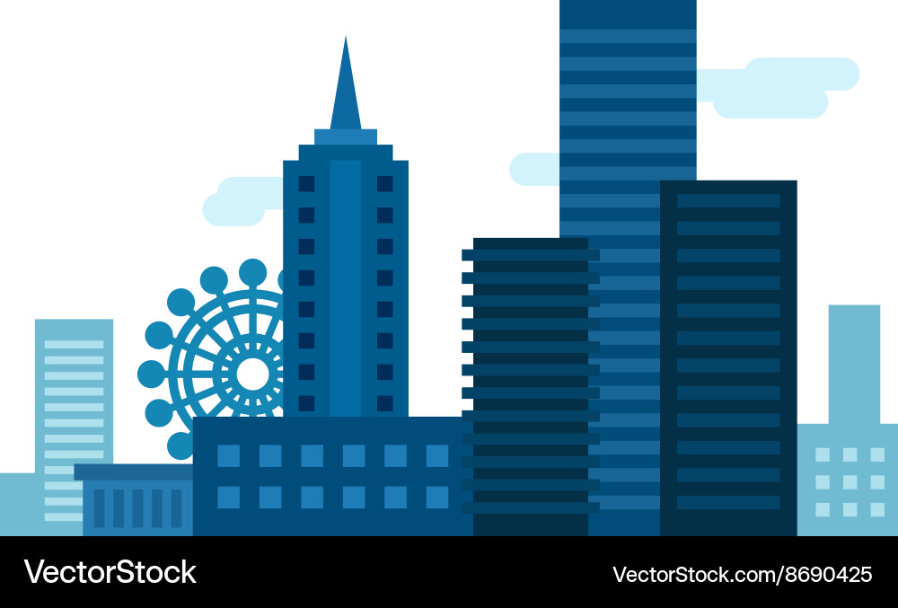 Modern city with scyscrapers landscape flat Vector Image