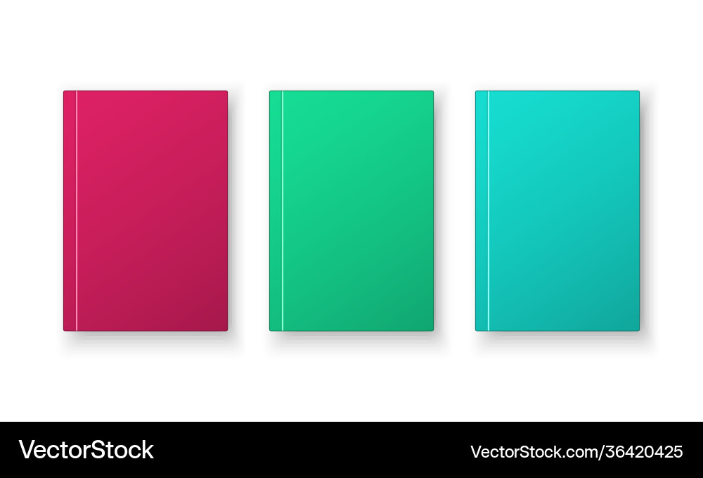 Set three realistic colorful books closed book Vector Image