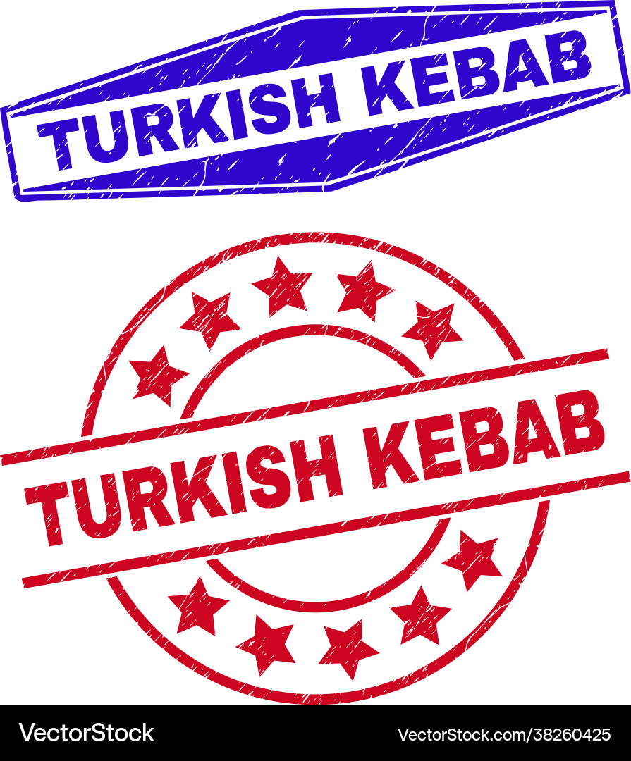 Turkish kebab rubber watermarks in circle Vector Image