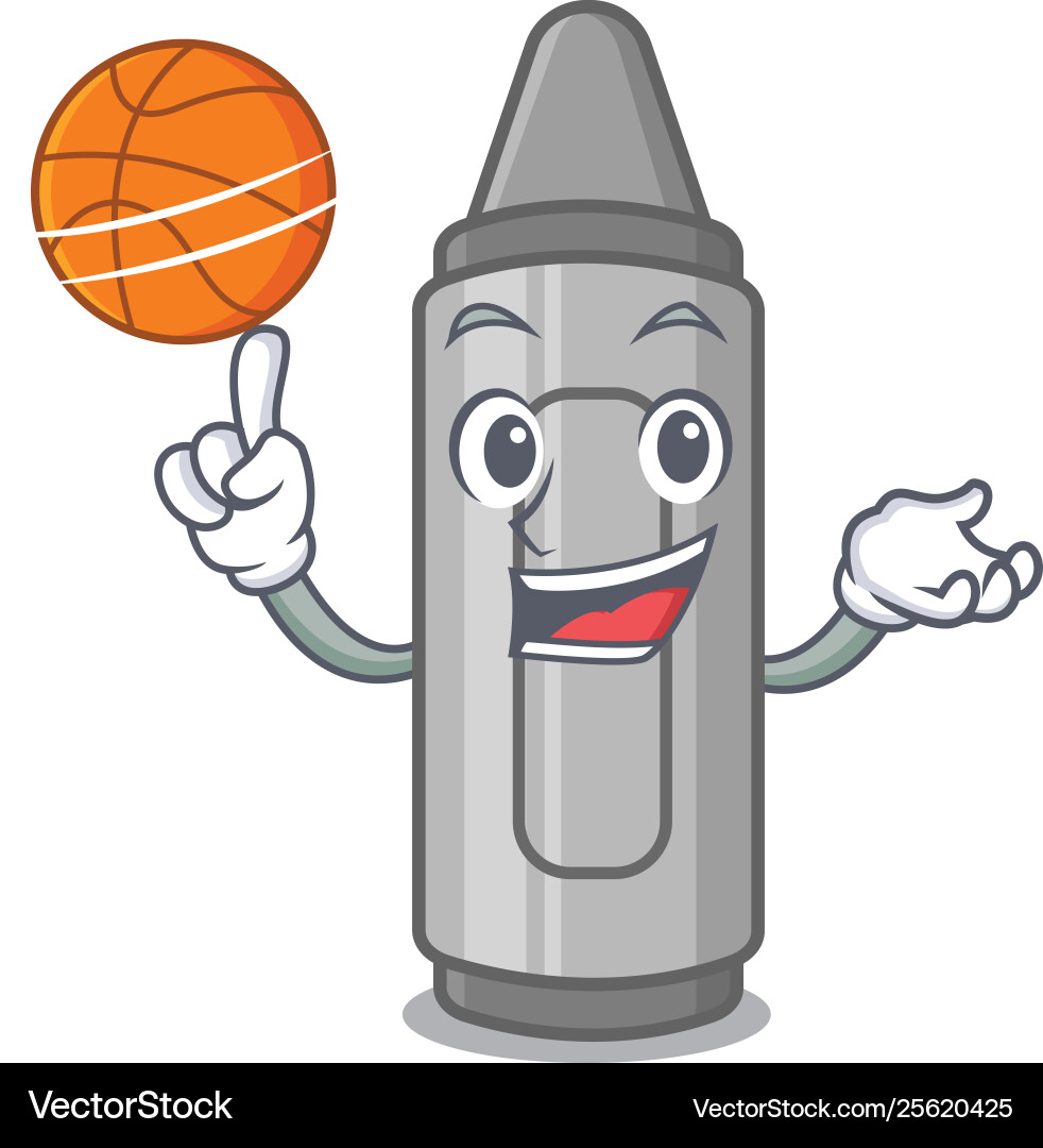 With basketball grey crayon isolated Royalty Free Vector