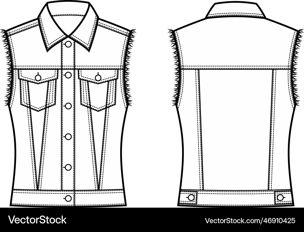 Womens denim vest front and back Royalty Free Vector Image