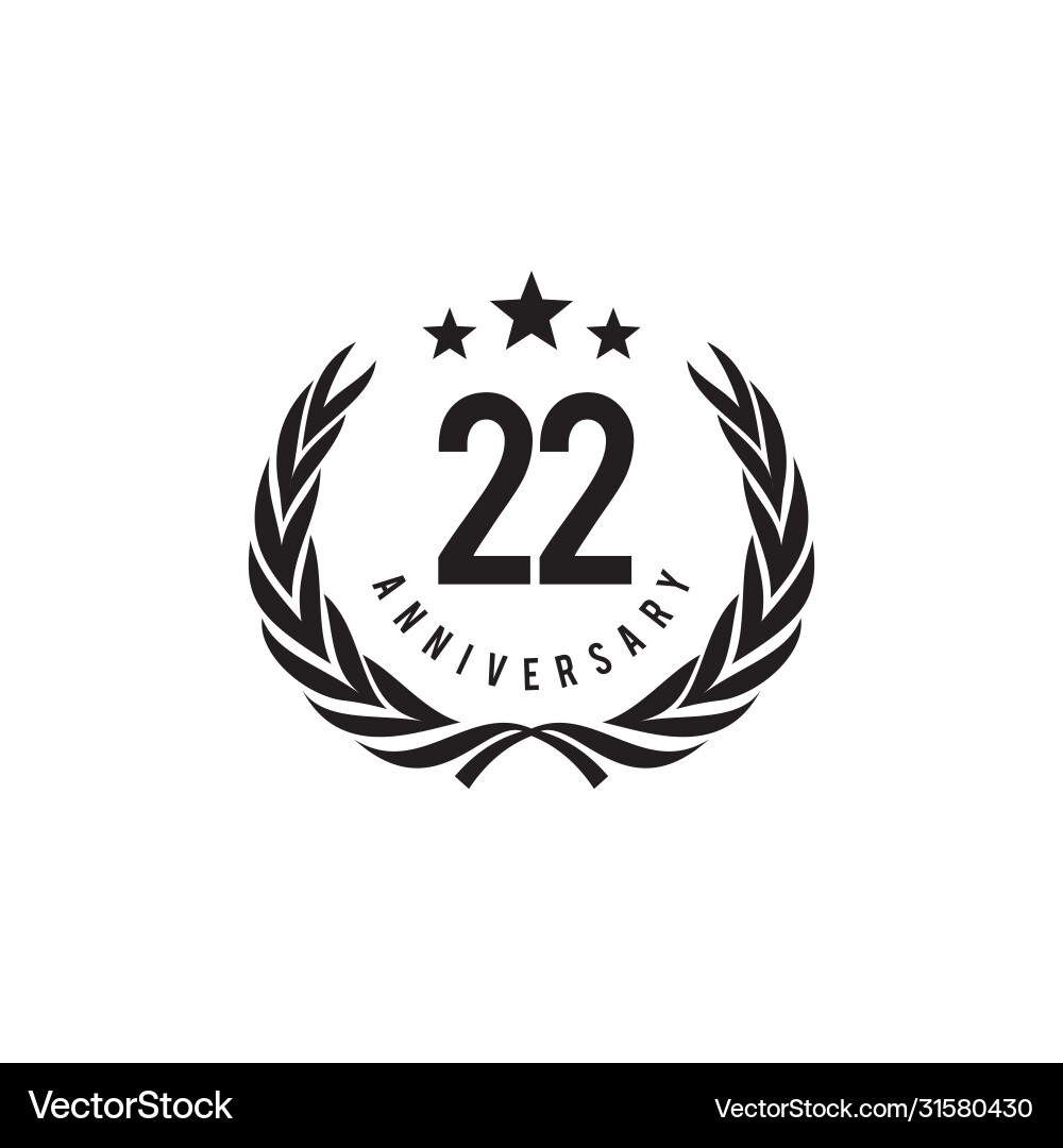 22nd year anniversary logo design template Vector Image