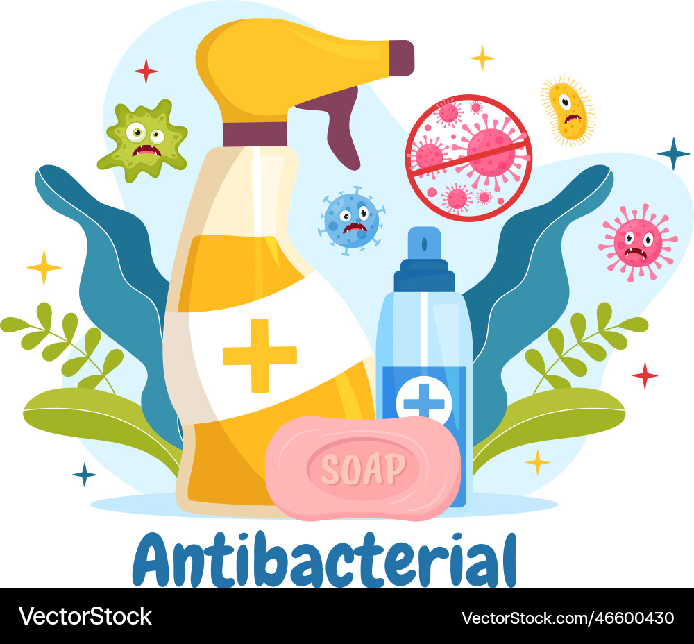 Antibacterial with washing hands virus infection Vector Image