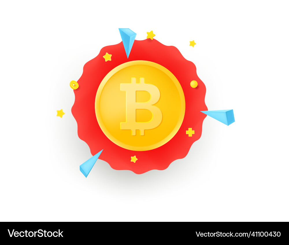 Bitcoin sticker insignia isolated on white Vector Image