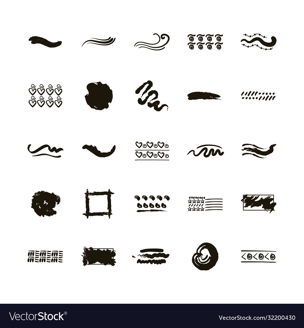 Bundle creative design with brush strokes icons Vector Image