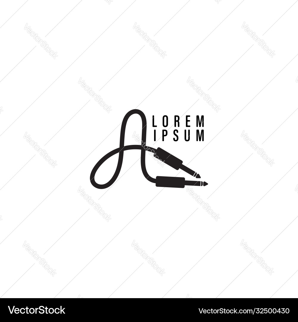 Cable jack logo like letter a uppercase audio Vector Image