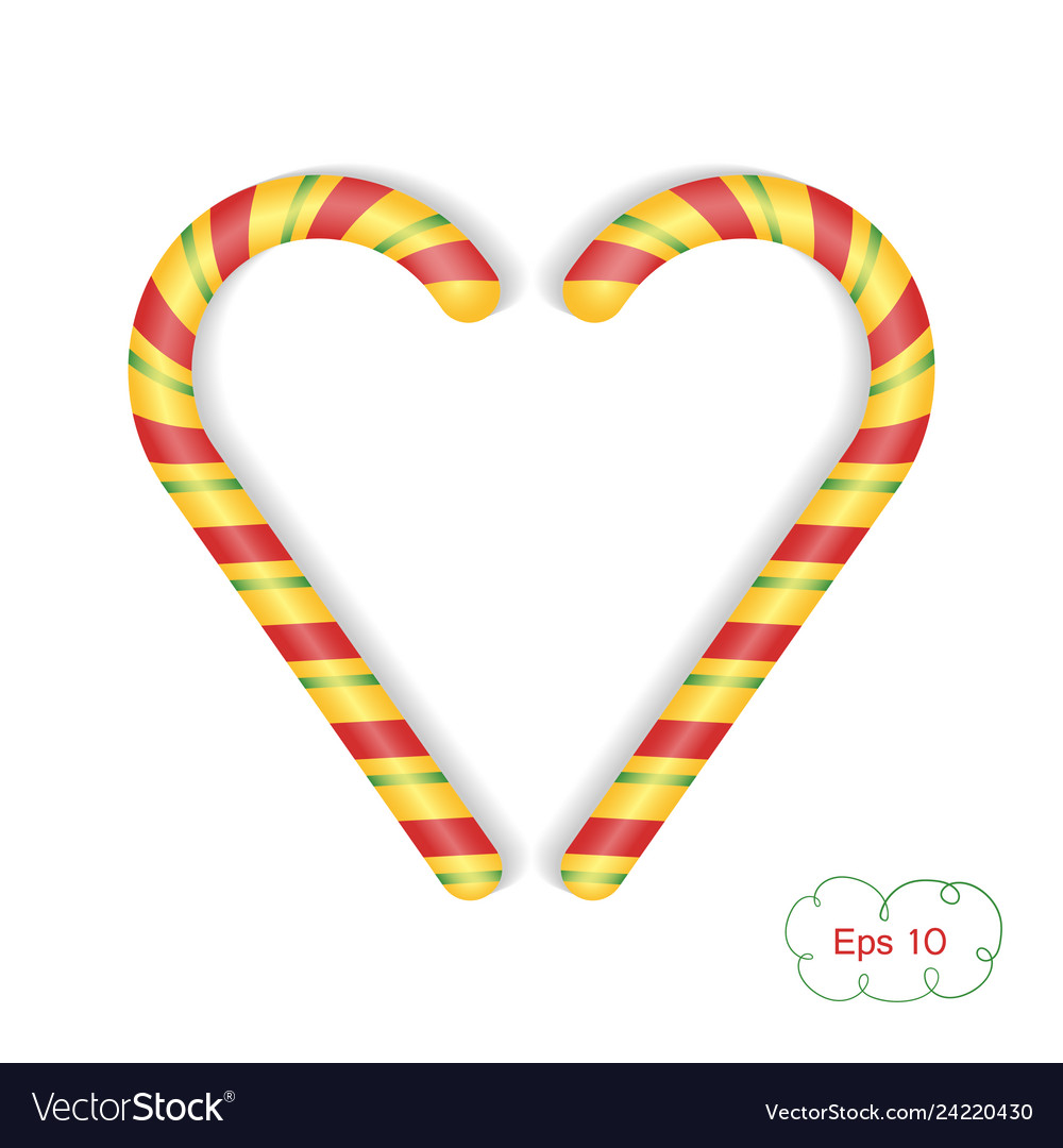 Candy traditional christmas cane heart Royalty Free Vector