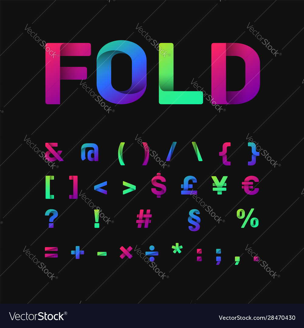 Colorful font set with three different gradient Vector Image