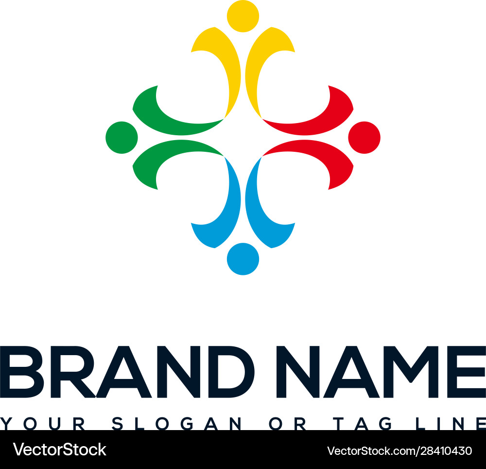 Colorful human team logo design Royalty Free Vector Image