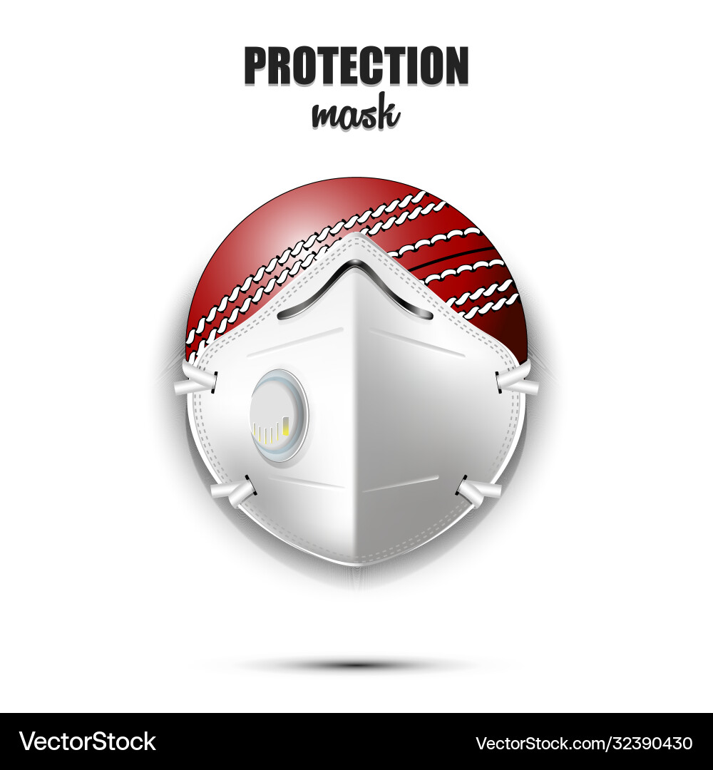 Cricket ball with a protection mask Royalty Free Vector