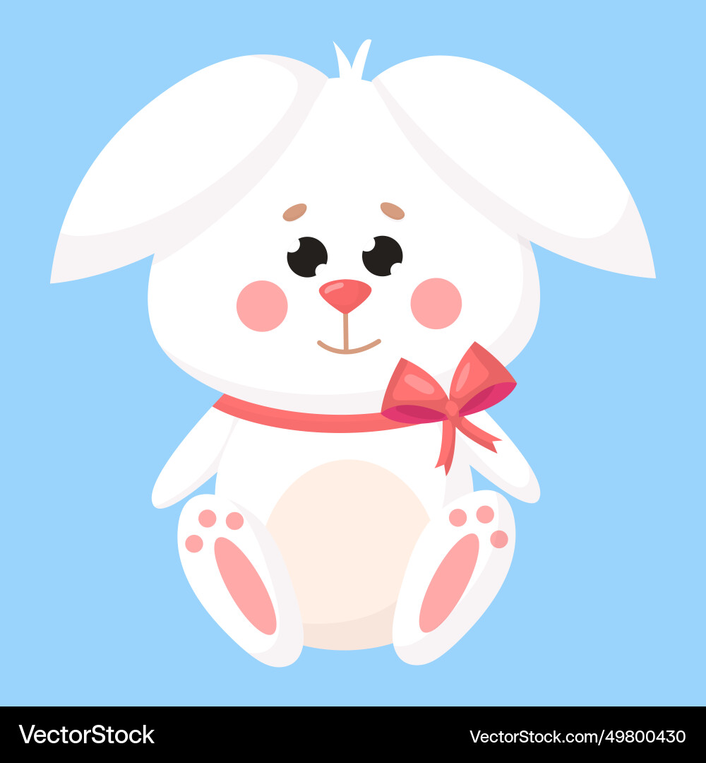 Cute happy easter cartoon white bunny Royalty Free Vector