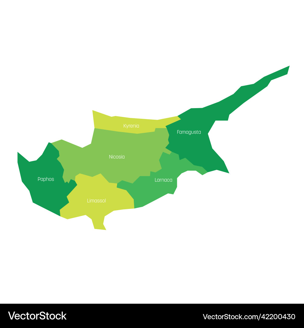 Cyprus - administrative map of districts Vector Image