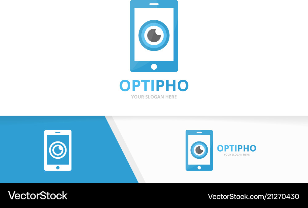 Eye and phone logo combination optic Royalty Free Vector