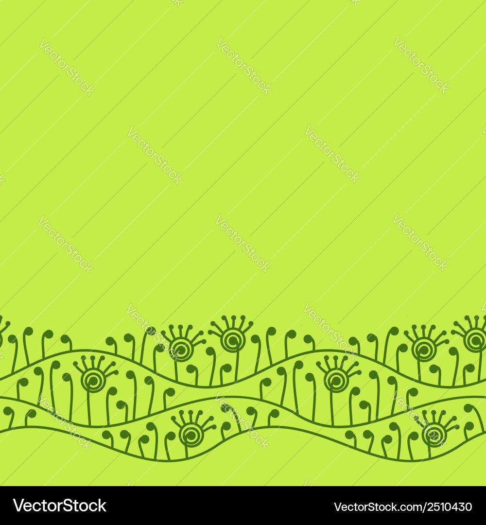 Green seamless border with abstract plants Vector Image