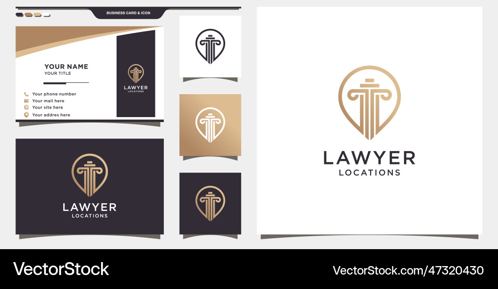 Lawyer logo template with pin concept Royalty Free Vector