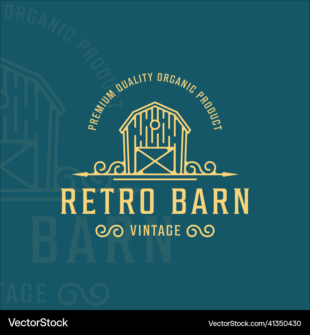 Retro barn logo line art template icon graphic Vector Image