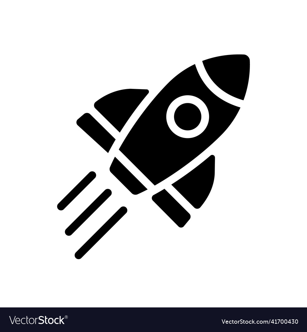 Rocket black glyph icon Royalty Free Vector Image