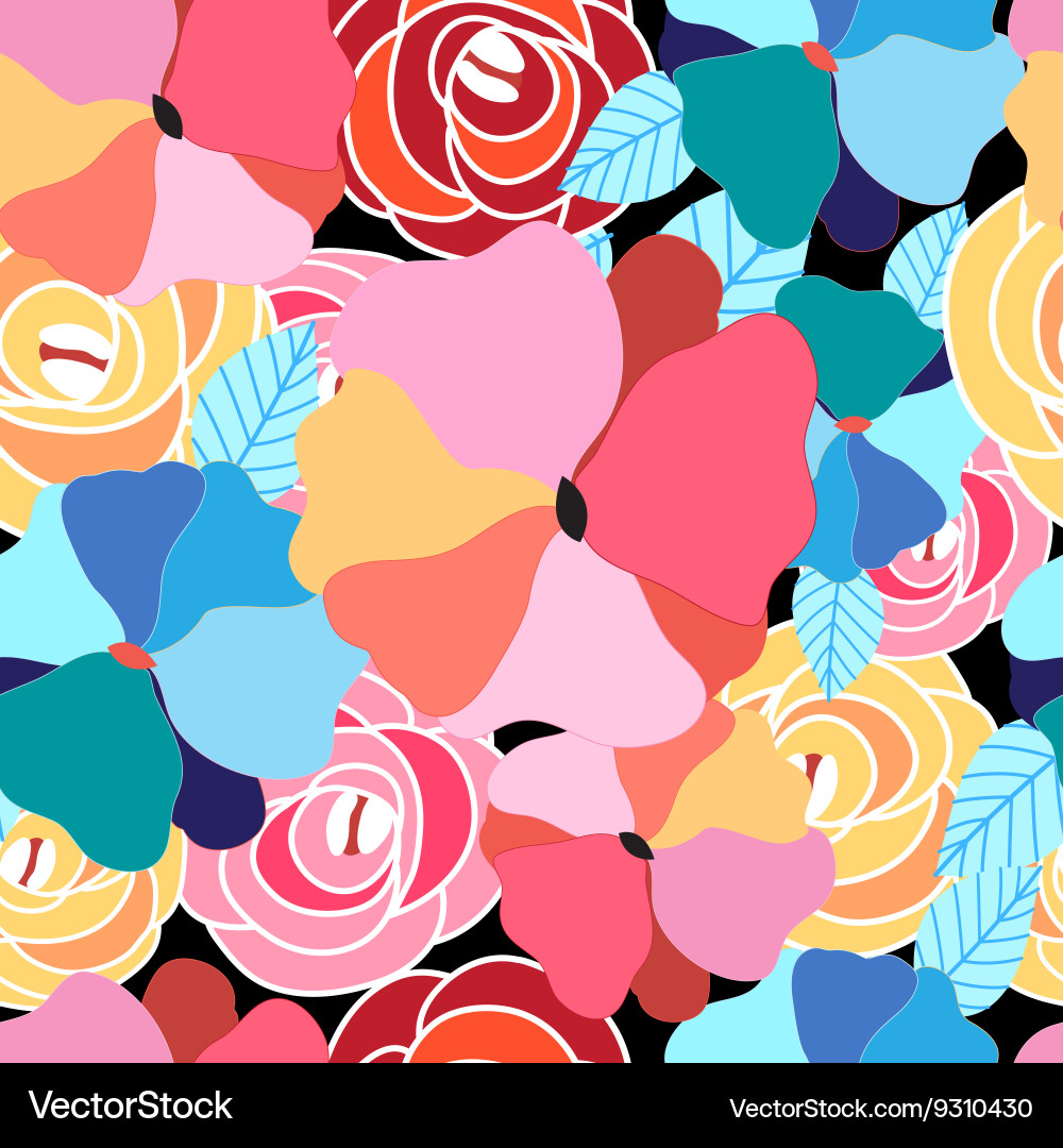 Seamless graphic pattern of flowers Royalty Free Vector