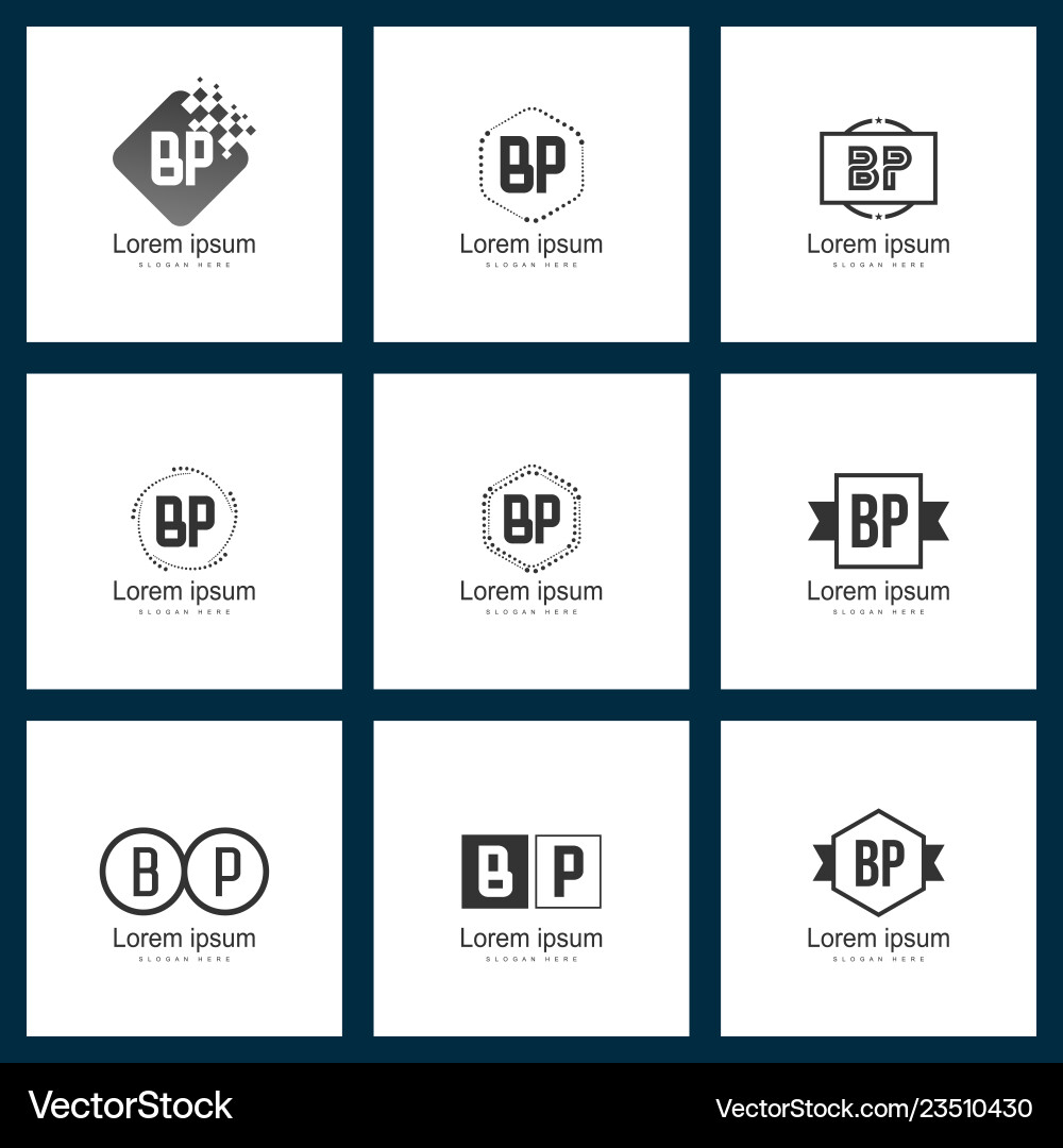 Set of letter logo initial bp template design Vector Image