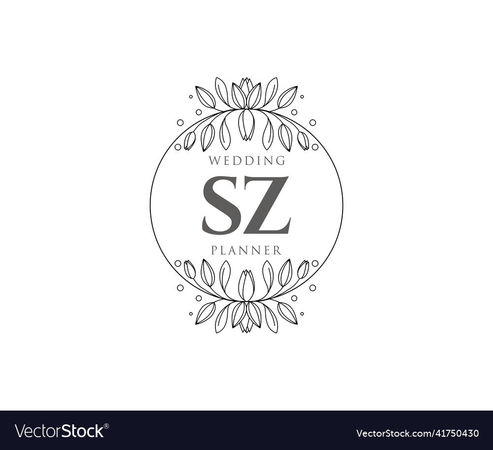 Sz initials letter wedding monogram logos Vector Image