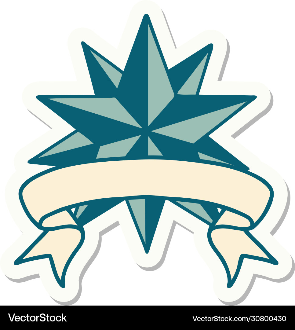 Tattoo sticker with banner a star Royalty Free Vector Image