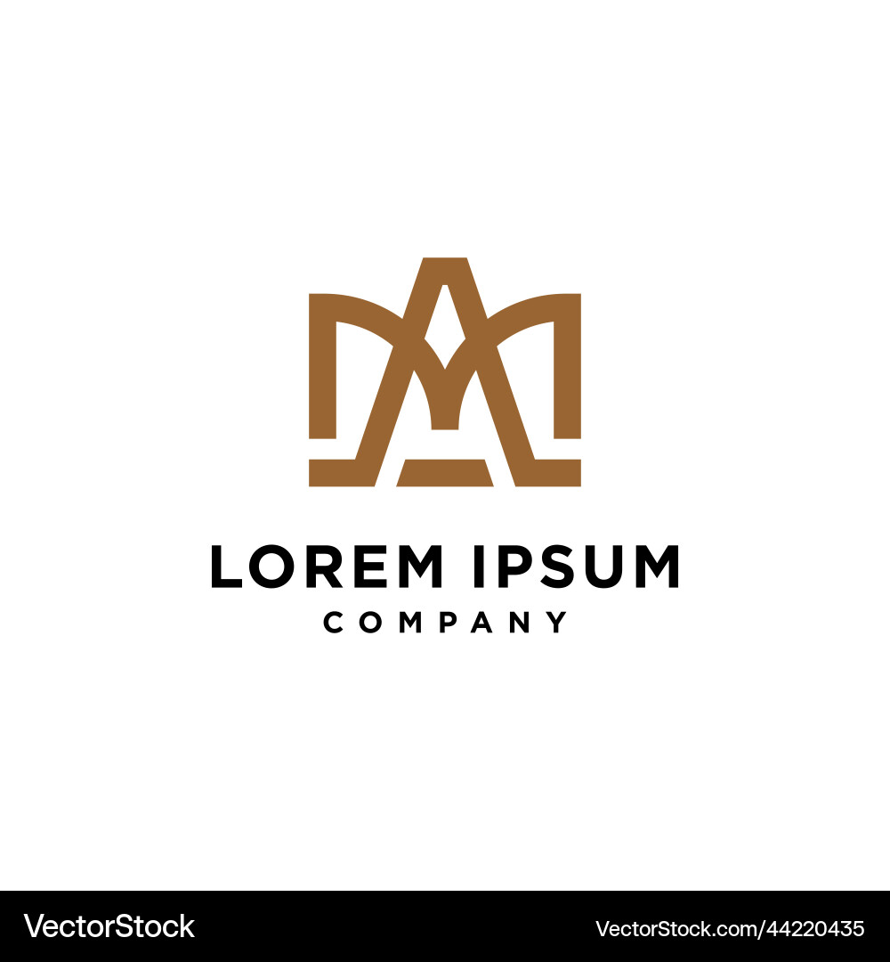 A m ma am logo initial with crown icon in elegant Vector Image