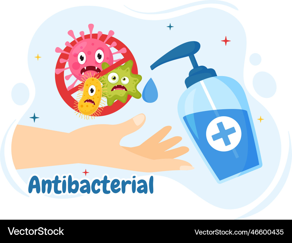 Antibacterial with washing hands virus infection Vector Image