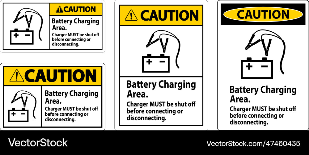 Caution sign battery charging area charger must Vector Image