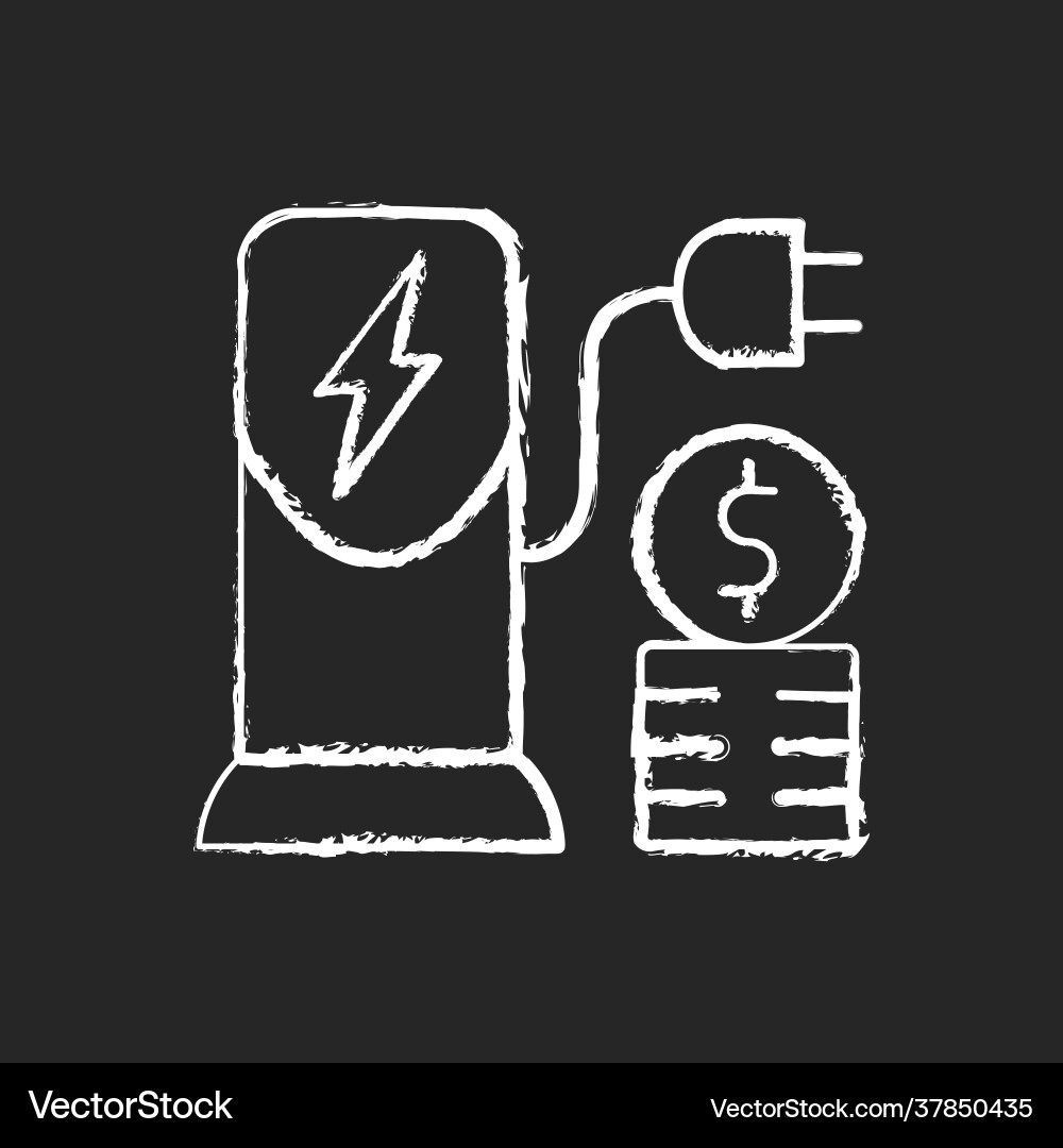 Charging cost chalk white icon on black background