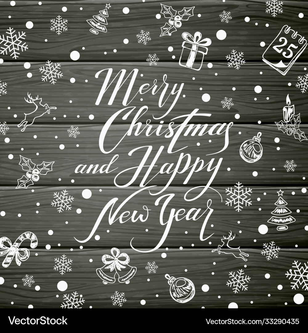 Christmas decorations with holiday lettering Vector Image