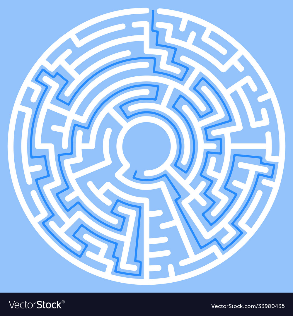 Circular maze with way from center to exit Vector Image