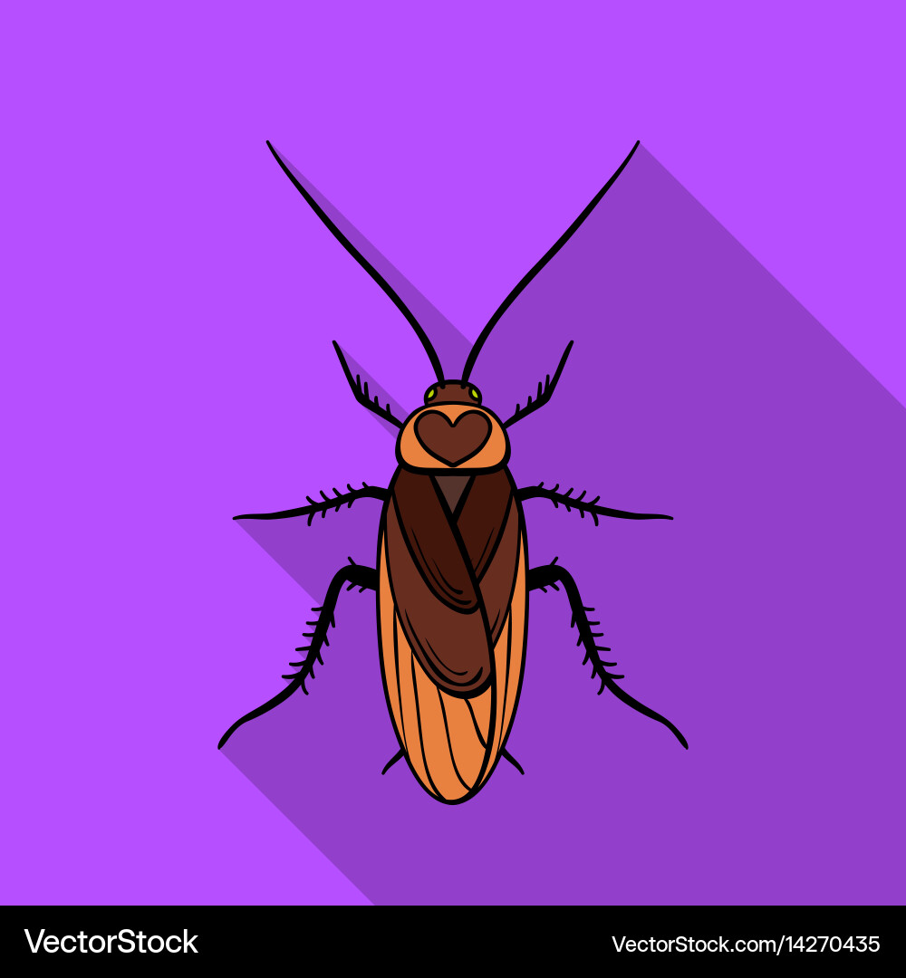 Cockroach icon in flat style isolated on white Vector Image