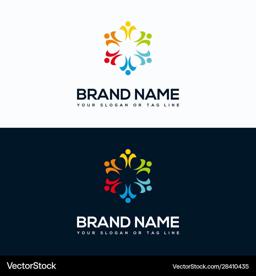 Colorful human team logo design Royalty Free Vector Image