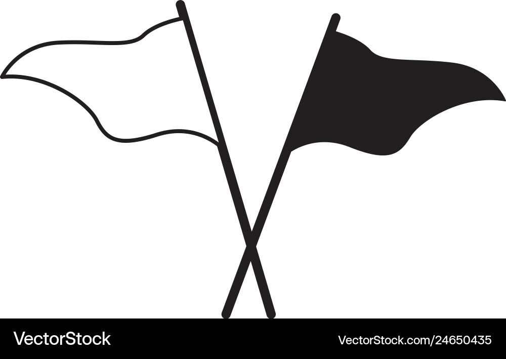 Flags markers with crossed sticks isolated icon Vector Image