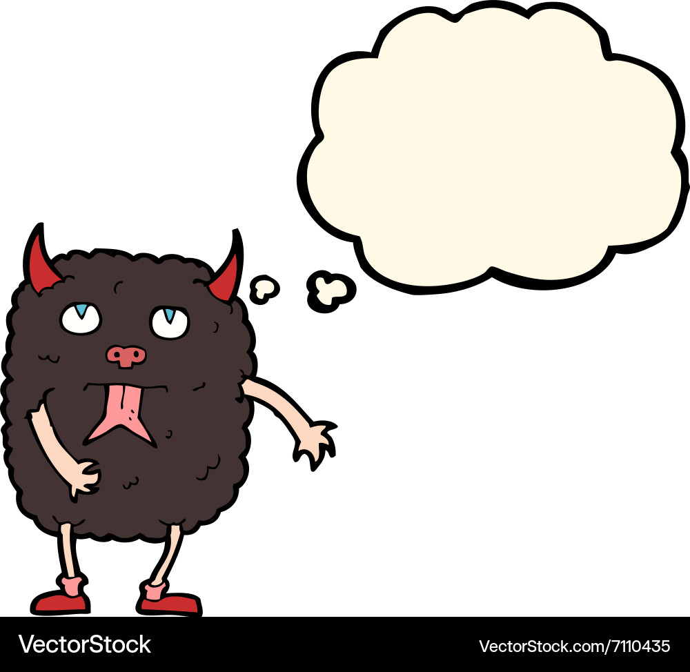 Funny cartoon monster with thought bubble Vector Image