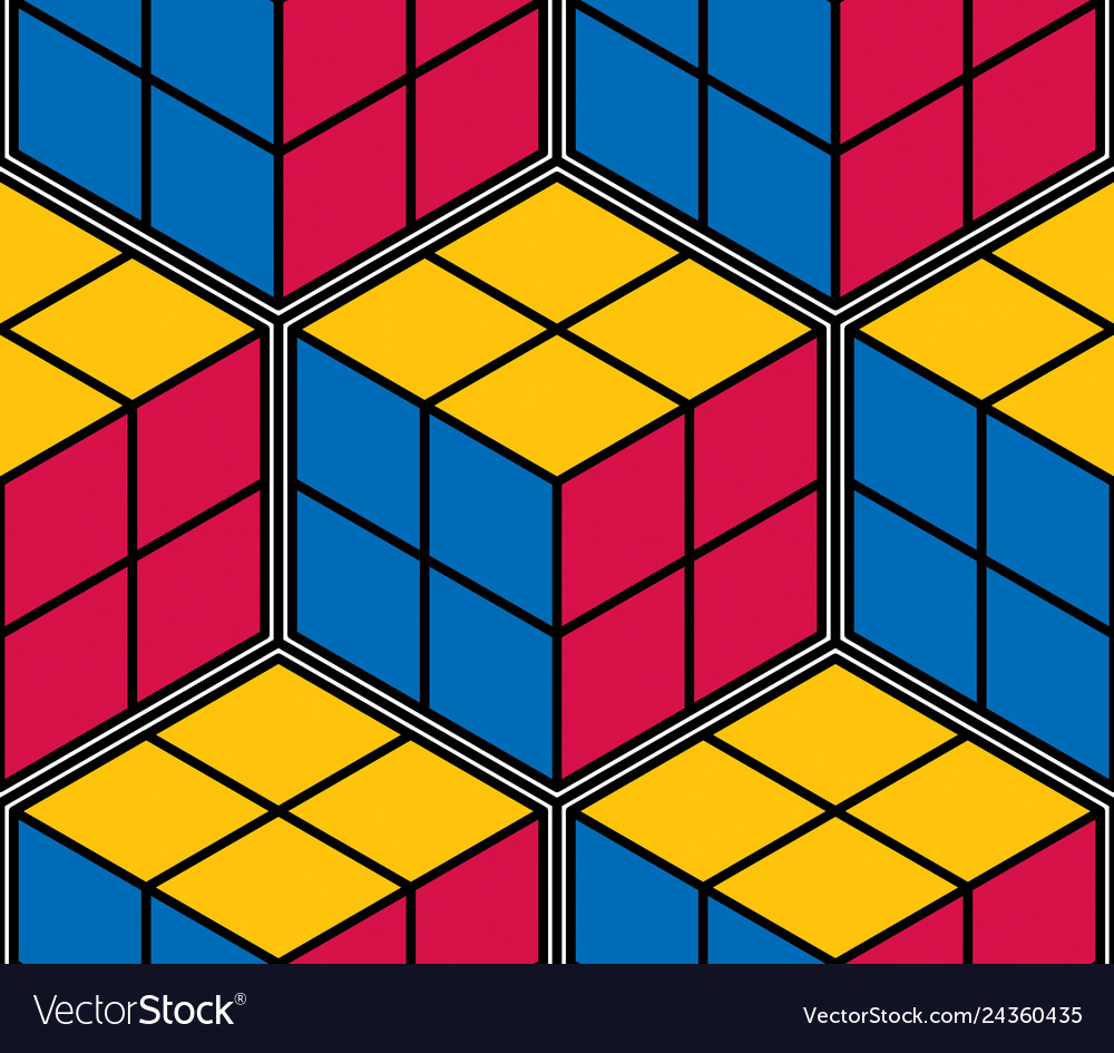 Geometric cubes abstract seamless pattern 3d Vector Image