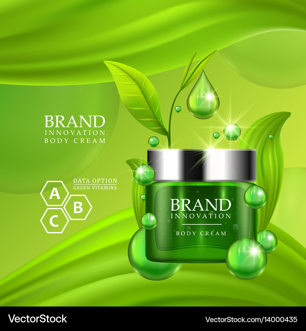 Green cream bottle with silver cap and Royalty Free Vector