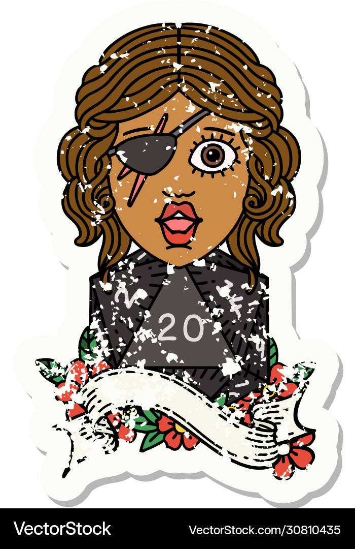 Human rogue with natural twenty dice roll Vector Image