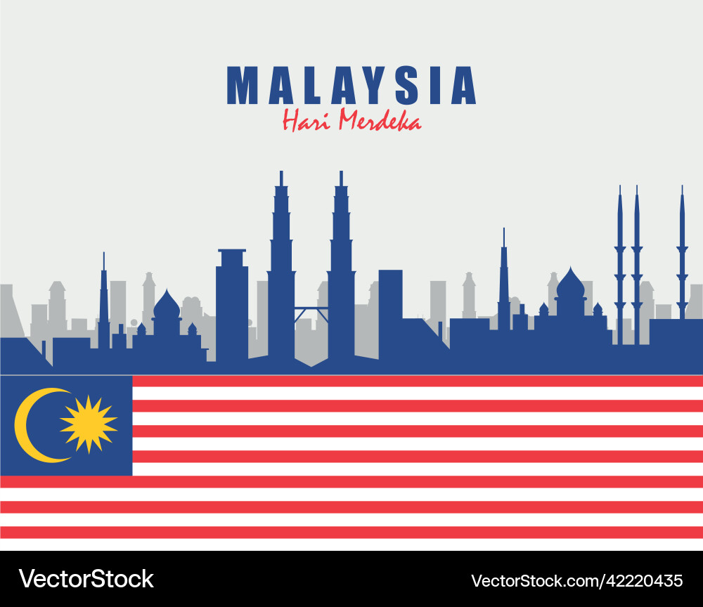Malaysia hari merdeka cityscape Royalty Free Vector Image