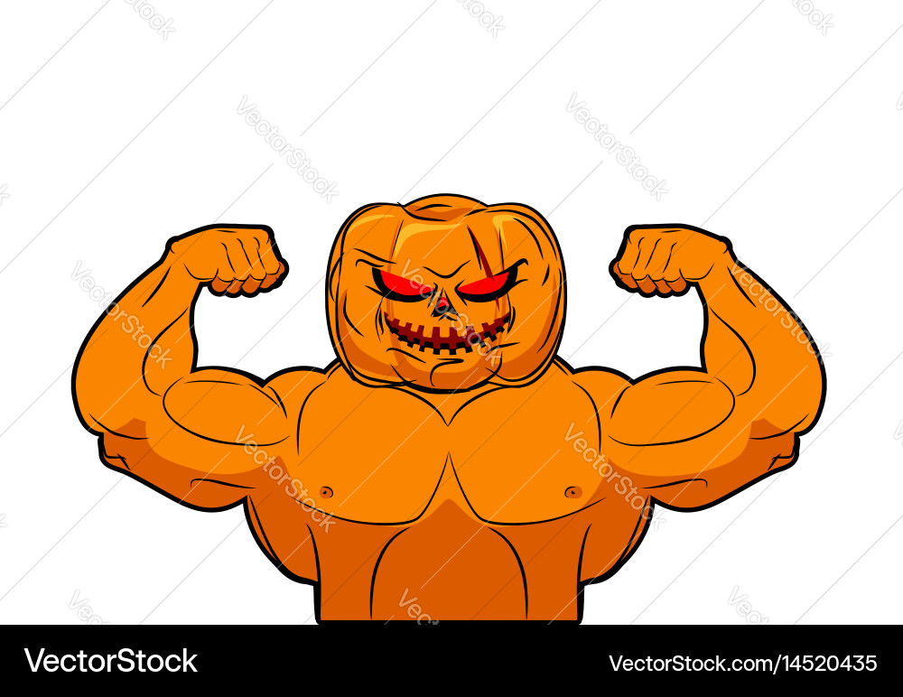 Powerful pumpkin fruit bodybuilding with muscles Vector Image