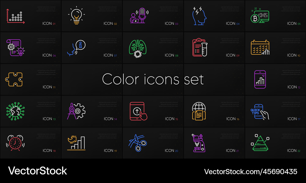 Set of coronavirus puzzle and microscope line Vector Image