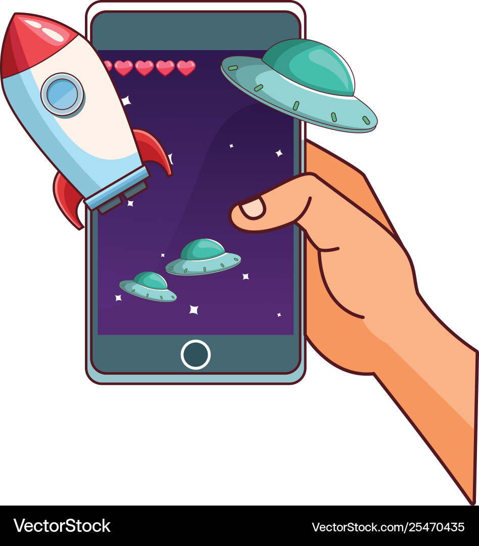 Smartphone videogames app cartoons Royalty Free Vector Image